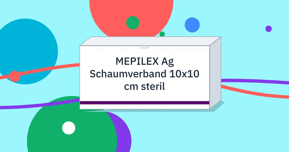 Symbolbild: Packung mit der Aufschrift MEPILEX Ag Schaumverband 10x10 cm steril (PZN 13846307) – Verfügbarkeit und Bezug in Apotheken in Frankfurt am Main