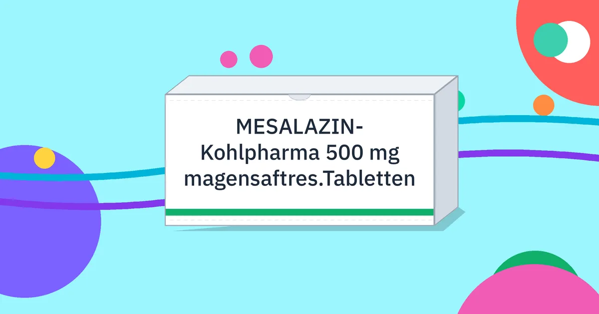 Symbolbild: Packung mit der Aufschrift MESALAZIN-Kohlpharma 500 mg magensaftres.Tabletten (PZN 09176798) – Verfügbarkeit und Bezug in Apotheken in Frankfurt am Main
