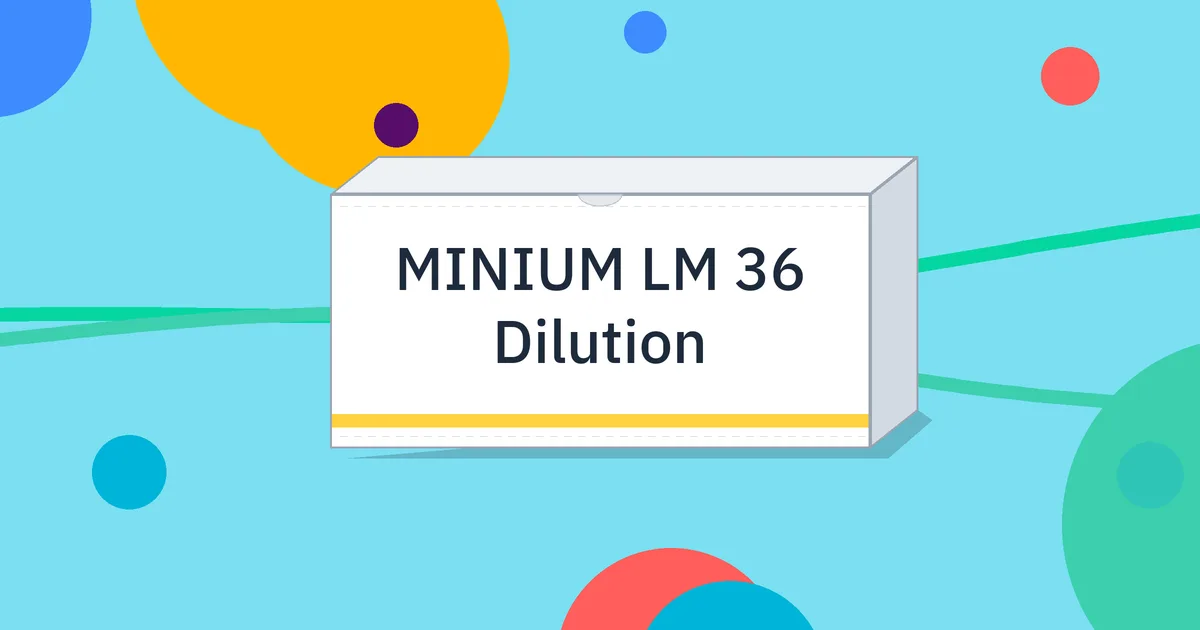 Symbolbild: Packung mit der Aufschrift MINIUM LM 36 Dilution (PZN 13609091) – Verfügbarkeit und Bezug in Apotheken in Frankfurt am Main