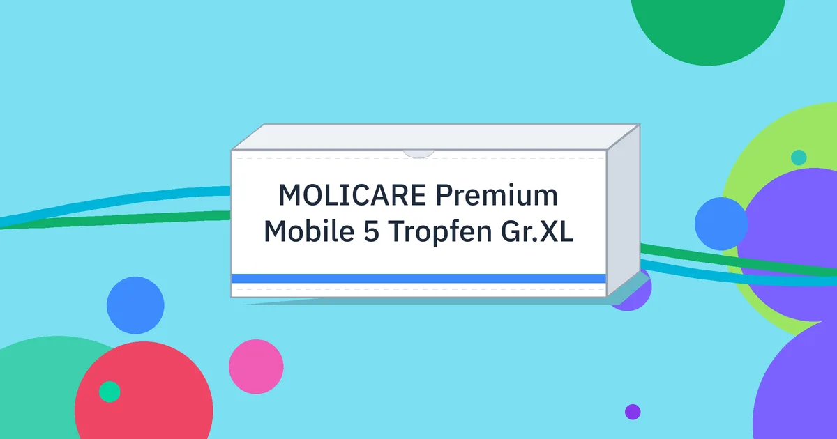 Symbolbild: Packung mit der Aufschrift MOLICARE Premium Mobile 5 Tropfen Gr.XL (PZN 13506451) – Verfügbarkeit und Bezug in Apotheken in Frankfurt am Main