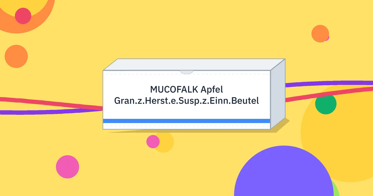 Symbolbild: Packung mit der Aufschrift MUCOFALK Apfel Gran.z.Herst.e.Susp.z.Einn.Beutel (PZN 04891800) – Verfügbarkeit und Bezug in Apotheken in Frankfurt am Main