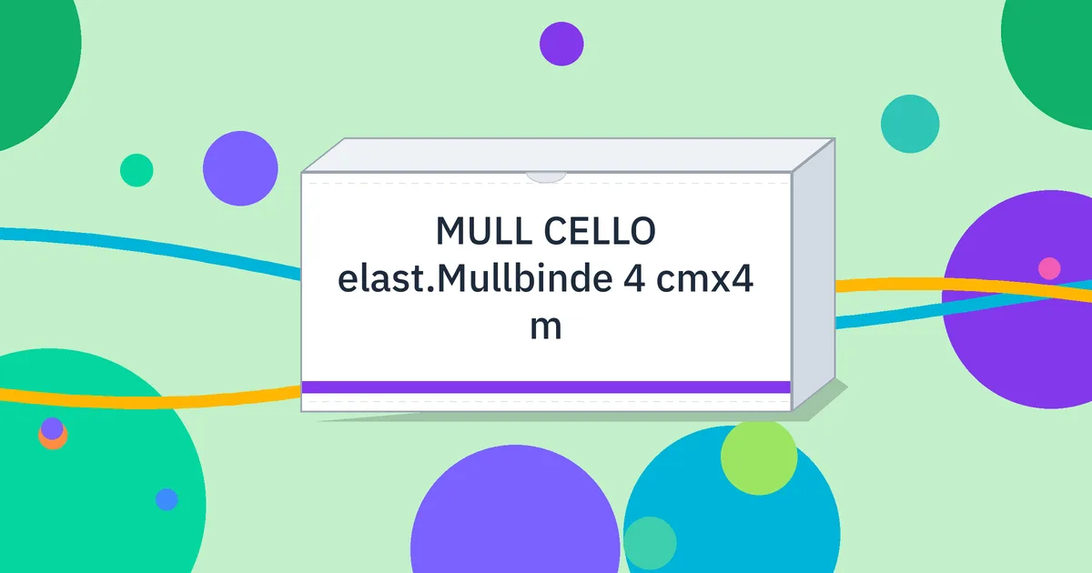 Symbolbild: Packung mit der Aufschrift MULL CELLO elast.Mullbinde 4 cmx4 m (PZN 06496752) – Verfügbarkeit und Bezug in Apotheken in Frankfurt am Main