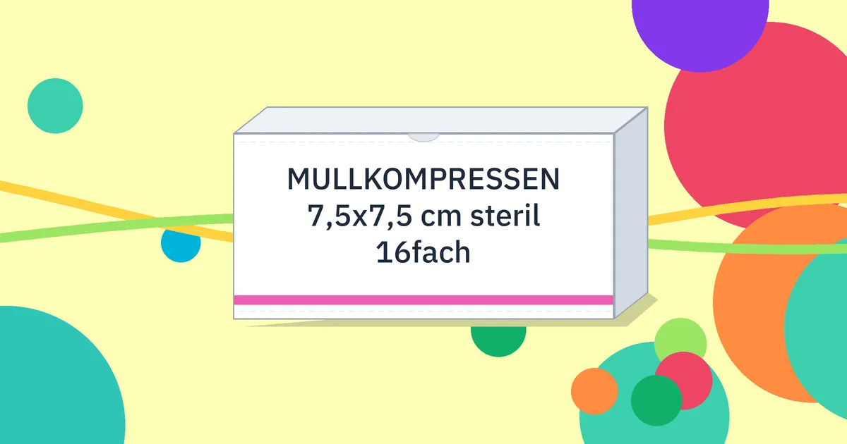 Symbolbild: Packung mit der Aufschrift MULLKOMPRESSEN 7,5x7,5 cm steril 16fach (PZN 12348783) – Verfügbarkeit und Bezug in Apotheken in Frankfurt am Main