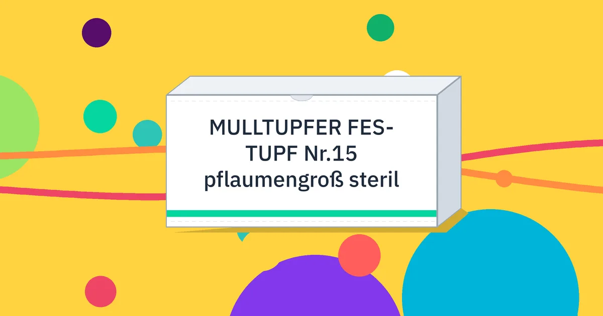 Symbolbild: Packung mit der Aufschrift MULLTUPFER FES-TUPF Nr.15 pflaumengroß steril (PZN 10415297) – Verfügbarkeit und Bezug in Apotheken in Frankfurt am Main