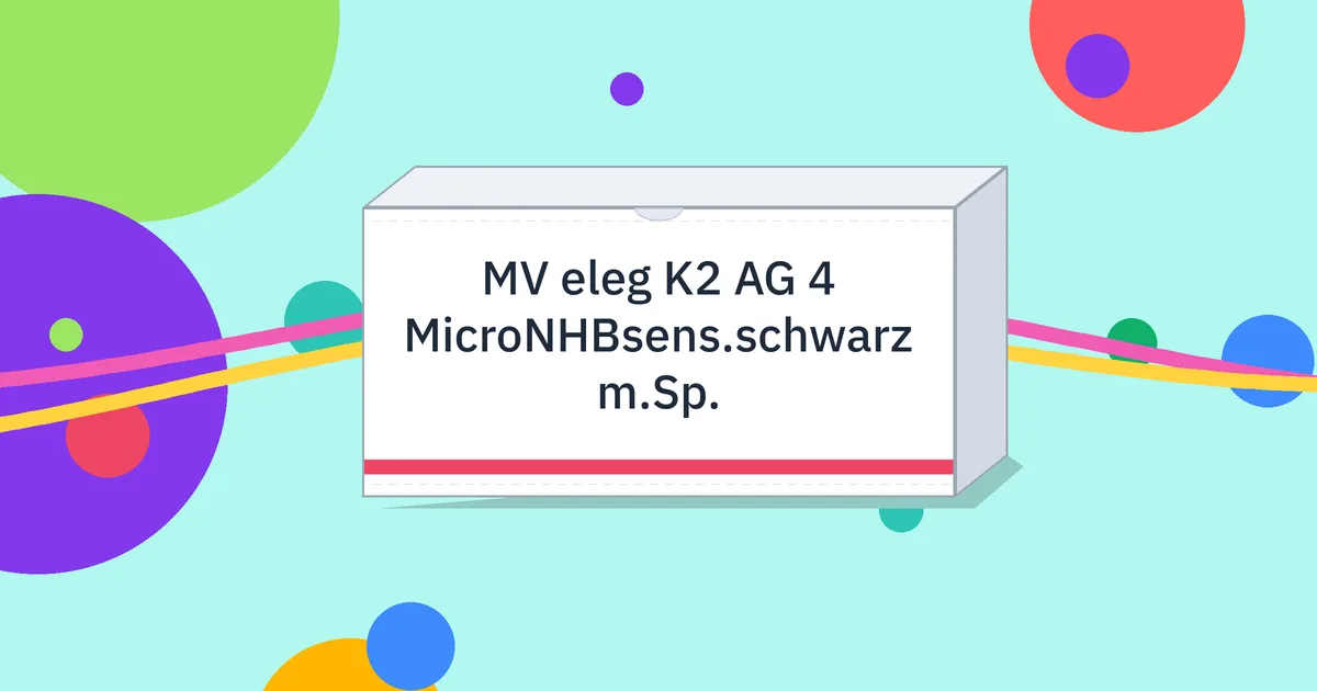 Symbolbild: Packung mit der Aufschrift MV eleg K2 AG 4 MicroNHBsens.schwarz m.Sp. (PZN 16068572) – Verfügbarkeit und Bezug in Apotheken in Frankfurt am Main