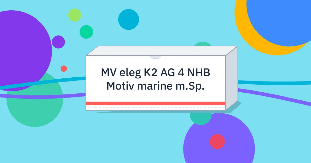 Symbolbild: Packung mit der Aufschrift MV eleg K2 AG 4 NHB Motiv marine m.Sp. (PZN 15722963) – Verfügbarkeit und Bezug in Apotheken in Frankfurt am Main