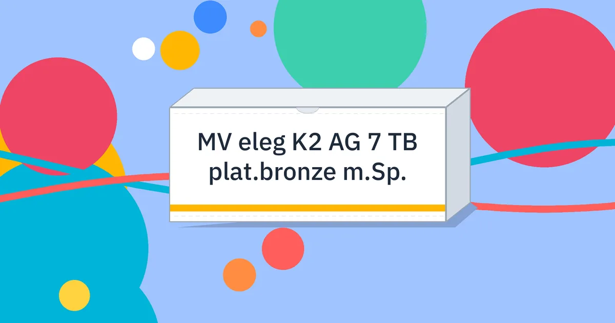 Symbolbild: Packung mit der Aufschrift MV eleg K2 AG 7 TB plat.bronze m.Sp. (PZN 14718132) – Verfügbarkeit und Bezug in Apotheken in Frankfurt am Main