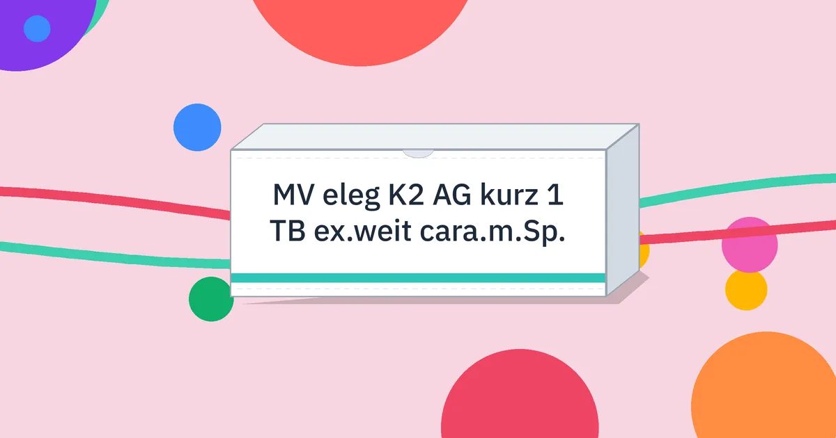 Symbolbild: Packung mit der Aufschrift MV eleg K2 AG kurz 1 TB ex.weit cara.m.Sp. (PZN 09879896) – Verfügbarkeit und Bezug in Apotheken in Frankfurt am Main