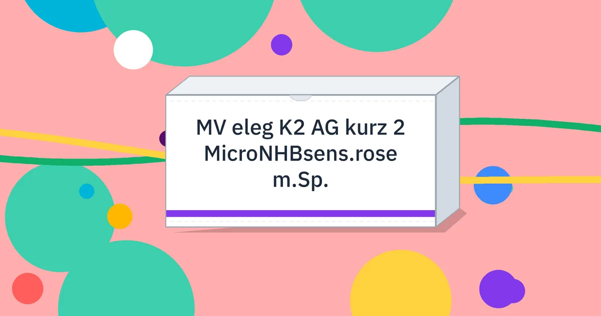Symbolbild: Packung mit der Aufschrift MV eleg K2 AG kurz 2 MicroNHBsens.rose m.Sp. (PZN 15709595) – Verfügbarkeit und Bezug in Apotheken in Frankfurt am Main