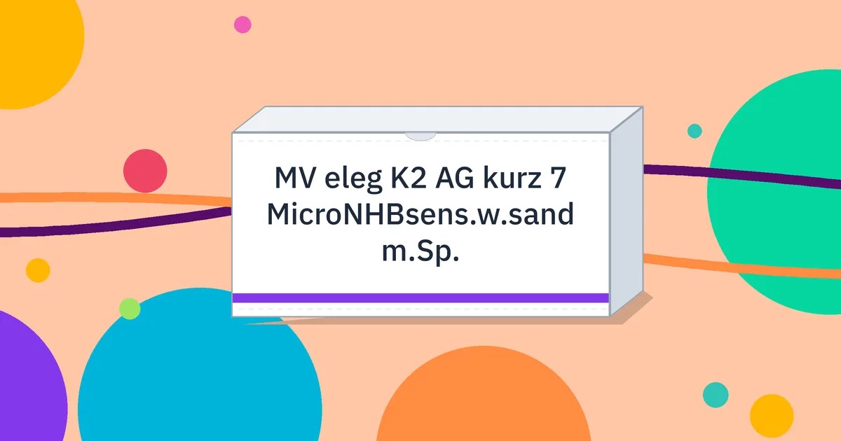 Symbolbild: Packung mit der Aufschrift MV eleg K2 AG kurz 7 MicroNHBsens.w.sand m.Sp. (PZN 18927631) – Verfügbarkeit und Bezug in Apotheken in Frankfurt am Main