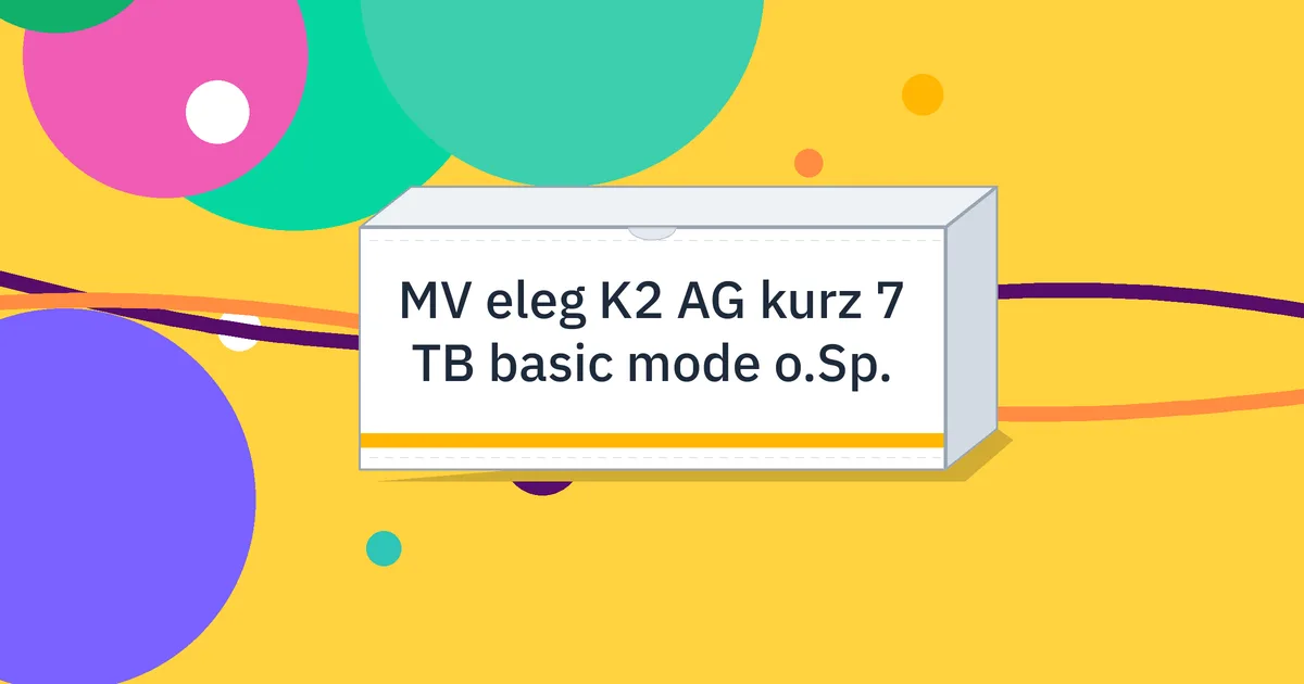 Symbolbild: Packung mit der Aufschrift MV eleg K2 AG kurz 7 TB basic mode o.Sp. (PZN 00195009) – Verfügbarkeit und Bezug in Apotheken in Frankfurt am Main