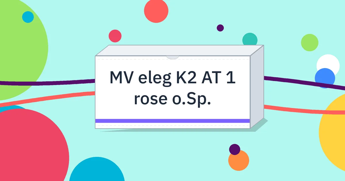 Symbolbild: Packung mit der Aufschrift MV eleg K2 AT 1 rose o.Sp. (PZN 15286723) – Verfügbarkeit und Bezug in Apotheken in Frankfurt am Main
