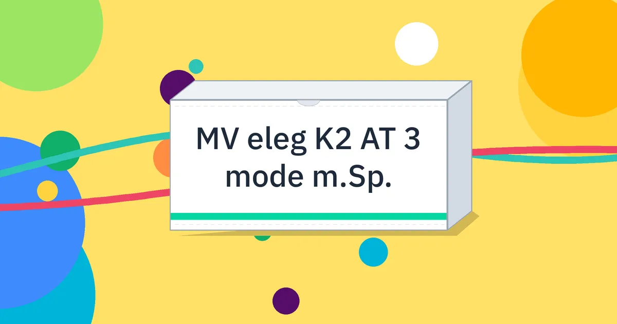 Symbolbild: Packung mit der Aufschrift MV eleg K2 AT 3 mode m.Sp. (PZN 06884856) – Verfügbarkeit und Bezug in Apotheken in Frankfurt am Main