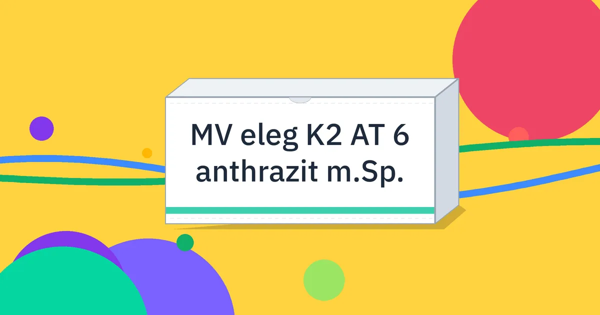 Symbolbild: Packung mit der Aufschrift MV eleg K2 AT 6 anthrazit m.Sp. (PZN 00642862) – Verfügbarkeit und Bezug in Apotheken in Frankfurt am Main
