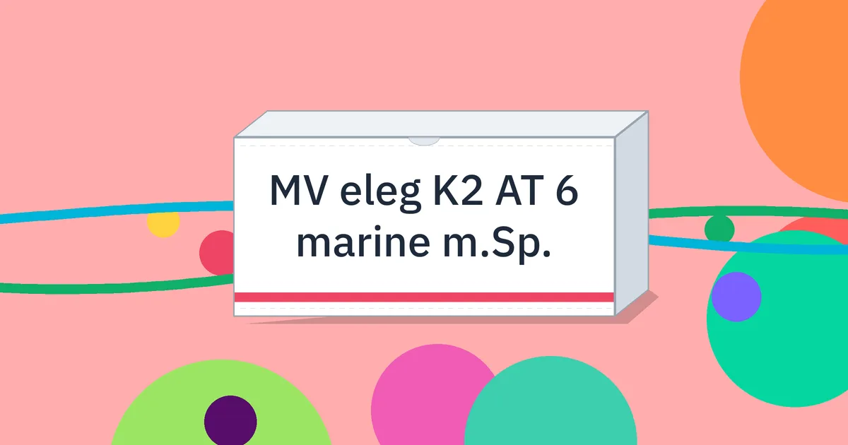 Symbolbild: Packung mit der Aufschrift MV eleg K2 AT 6 marine m.Sp. (PZN 15286433) – Verfügbarkeit und Bezug in Apotheken in Frankfurt am Main