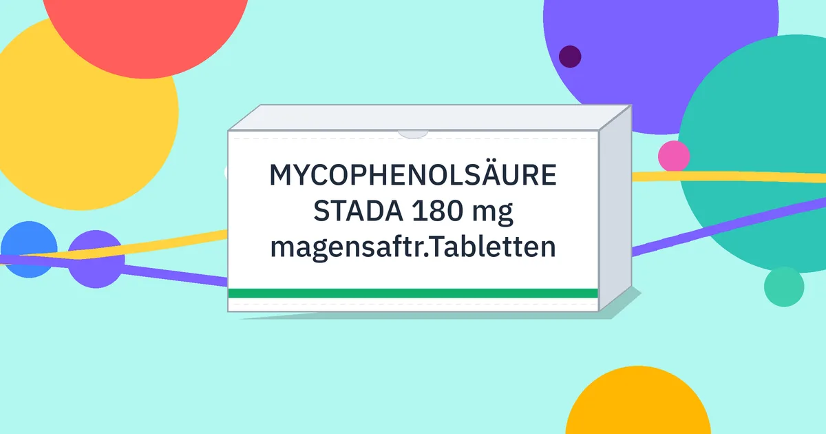 Symbolbild: Packung mit der Aufschrift MYCOPHENOLSÄURE STADA 180 mg magensaftr.Tabletten (PZN 18134959) – Verfügbarkeit und Bezug in Apotheken in Frankfurt am Main