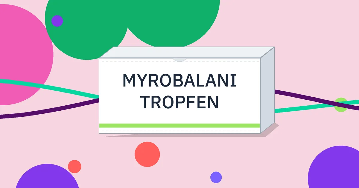 Symbolbild: Packung mit der Aufschrift MYROBALANI TROPFEN (PZN 15229820) – Verfügbarkeit und Bezug in Apotheken in Frankfurt am Main