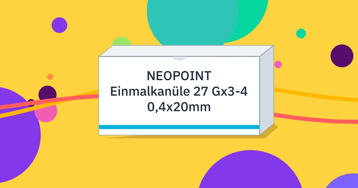 Symbolbild: Packung mit der Aufschrift NEOPOINT Einmalkanüle 27 Gx3-4 0,4x20mm (PZN 18012021) – Verfügbarkeit und Bezug in Apotheken in Frankfurt am Main