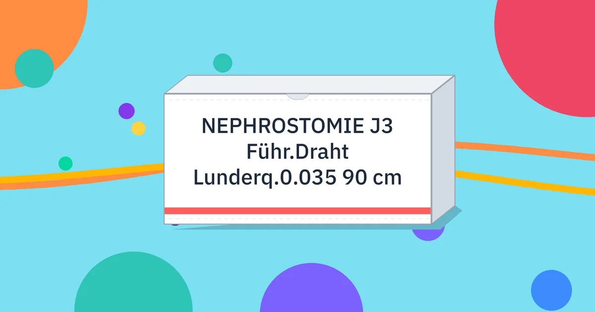Symbolbild: Packung mit der Aufschrift NEPHROSTOMIE J3 Führ.Draht Lunderq.0.035 90 cm (PZN 04508511) – Verfügbarkeit und Bezug in Apotheken in Frankfurt am Main