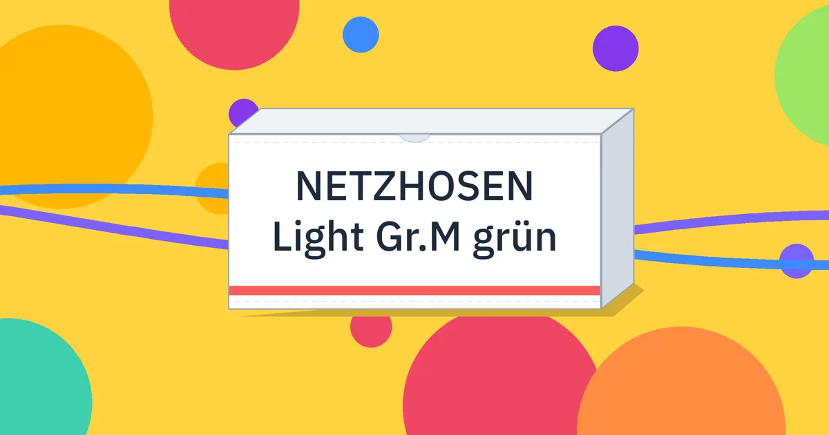 Symbolbild: Packung mit der Aufschrift NETZHOSEN Light Gr.M grün (PZN 11513151) – Verfügbarkeit und Bezug in Apotheken in Frankfurt am Main