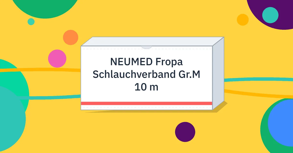 Symbolbild: Packung mit der Aufschrift NEUMED Fropa Schlauchverband Gr.M 10 m (PZN 10170111) – Verfügbarkeit und Bezug in Apotheken in Frankfurt am Main