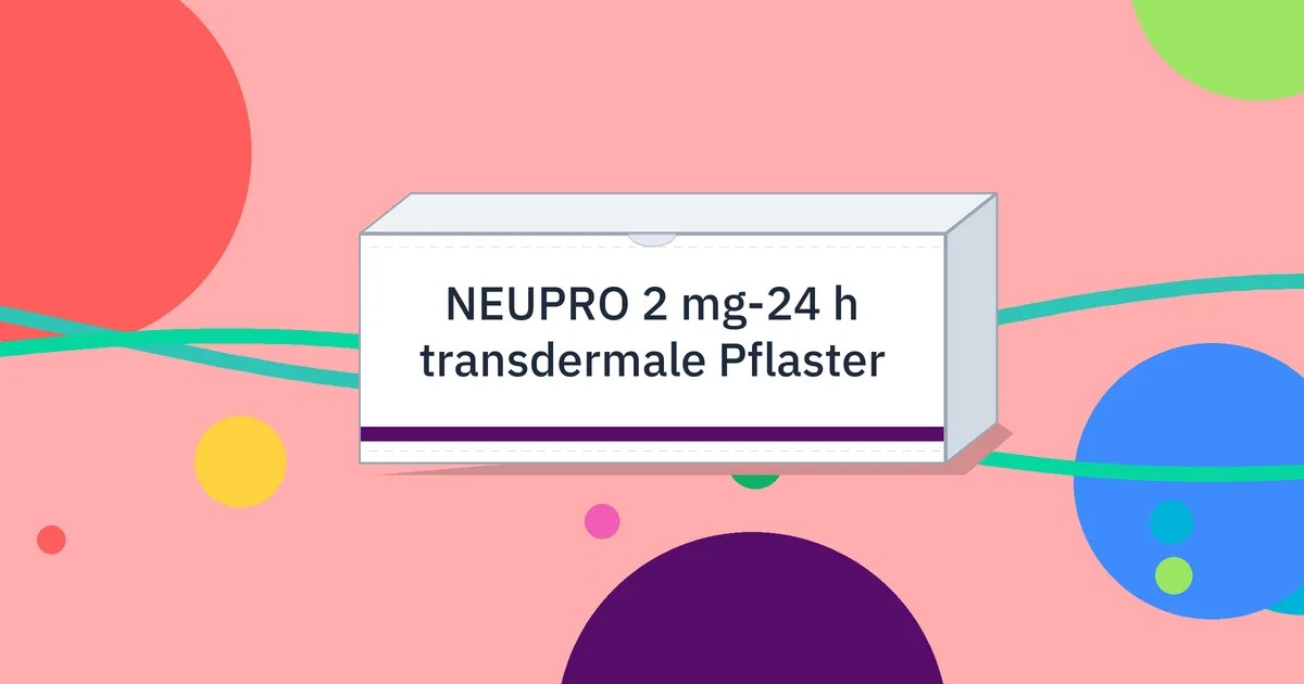 Symbolbild: Packung mit der Aufschrift NEUPRO 2 mg-24 h transdermale Pflaster (PZN 10355460) – Verfügbarkeit und Bezug in Apotheken in Frankfurt am Main