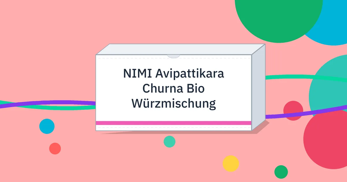 Symbolbild: Packung mit der Aufschrift NIMI Avipattikara Churna Bio Würzmischung (PZN 14234925) – Verfügbarkeit und Bezug in Apotheken in Frankfurt am Main