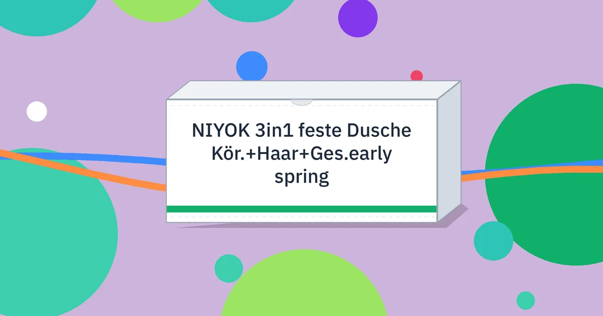 Symbolbild: Packung mit der Aufschrift NIYOK 3in1 feste Dusche Kör.+Haar+Ges.early spring (PZN 18836584) – Verfügbarkeit und Bezug in Apotheken in Frankfurt am Main