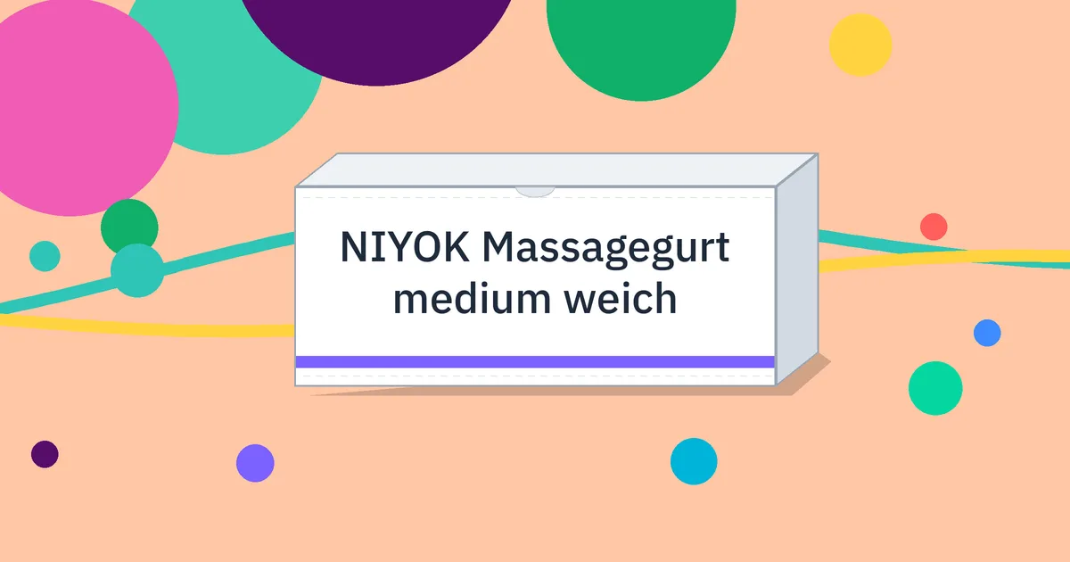 Symbolbild: Packung mit der Aufschrift NIYOK Massagegurt medium weich (PZN 19542347) – Verfügbarkeit und Bezug in Apotheken in Frankfurt am Main