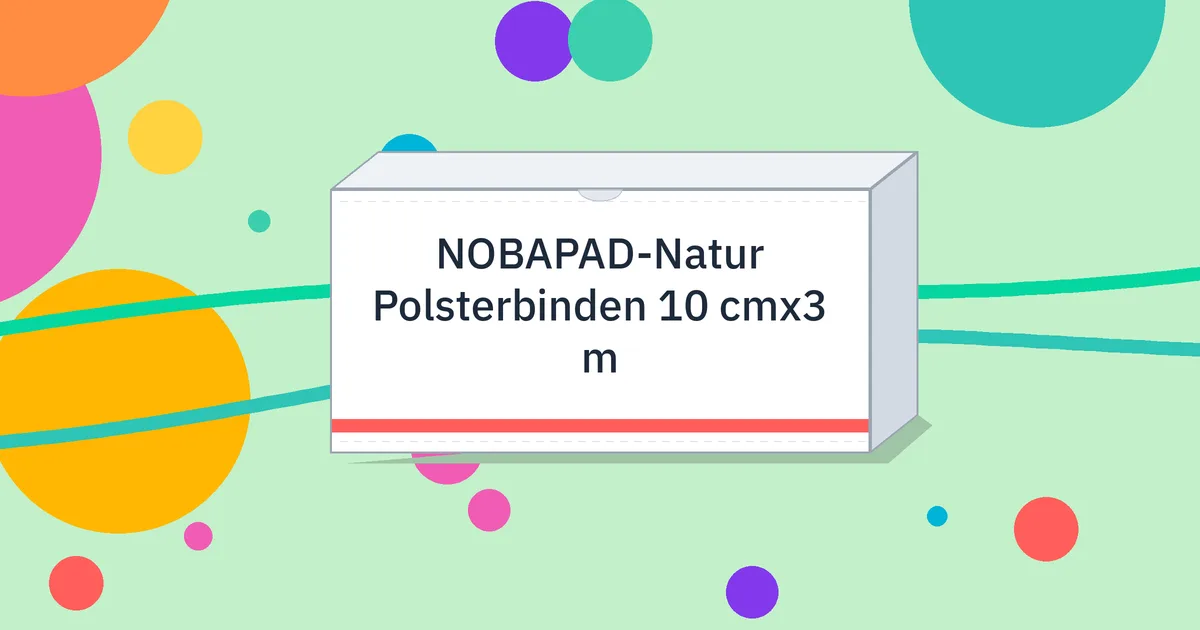 Symbolbild: Packung mit der Aufschrift NOBAPAD-Natur Polsterbinden 10 cmx3 m (PZN 07098019) – Verfügbarkeit und Bezug in Apotheken in Frankfurt am Main