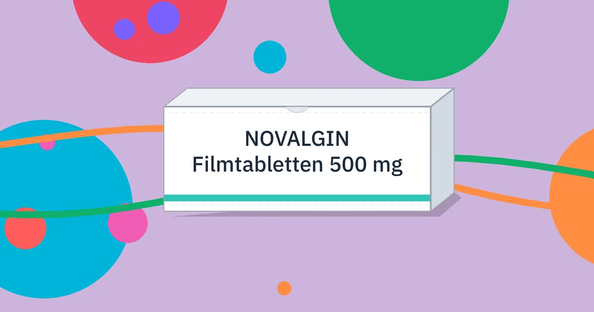 Symbolbild: Packung mit der Aufschrift NOVALGIN Filmtabletten 500 mg (PZN 20097852) – Verfügbarkeit und Bezug in Apotheken in Frankfurt am Main