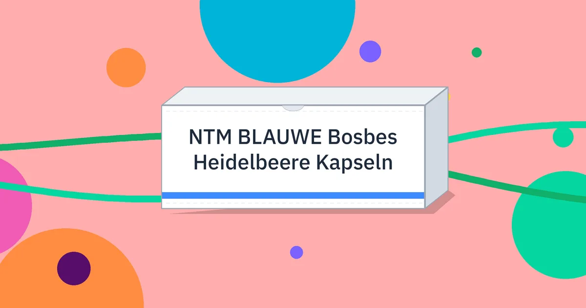 Symbolbild: Packung mit der Aufschrift NTM BLAUWE Bosbes Heidelbeere Kapseln (PZN 10781464) – Verfügbarkeit und Bezug in Apotheken in Frankfurt am Main