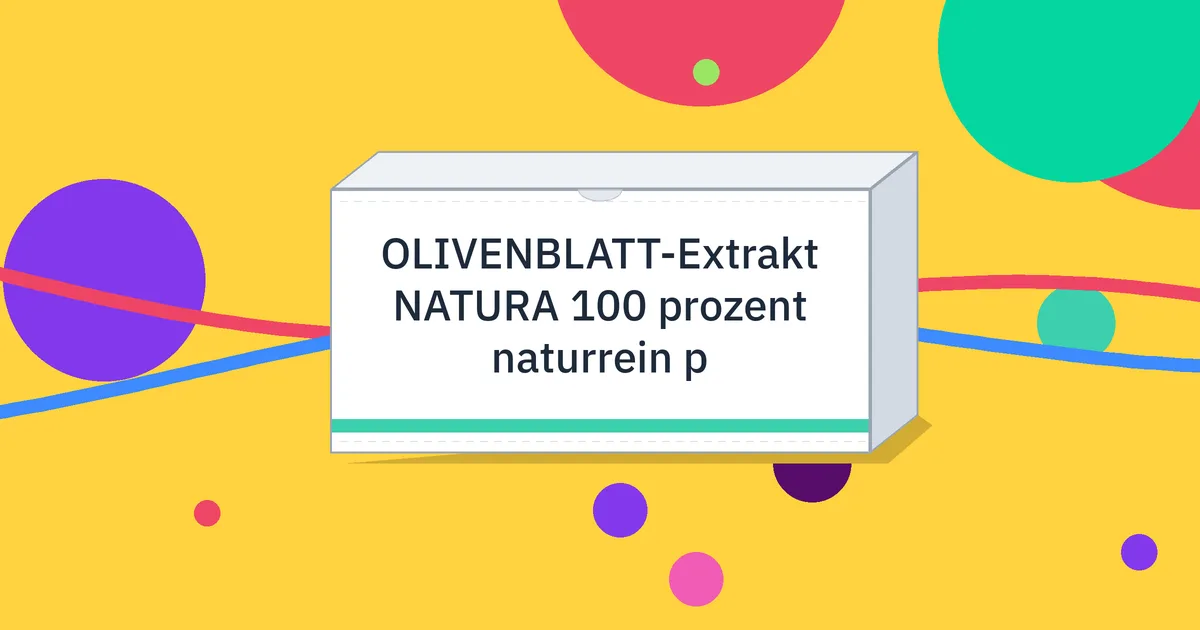Symbolbild: Packung mit der Aufschrift OLIVENBLATT-Extrakt NATURA 100 prozent naturrein p (PZN 10357594) – Verfügbarkeit und Bezug in Apotheken in Frankfurt am Main