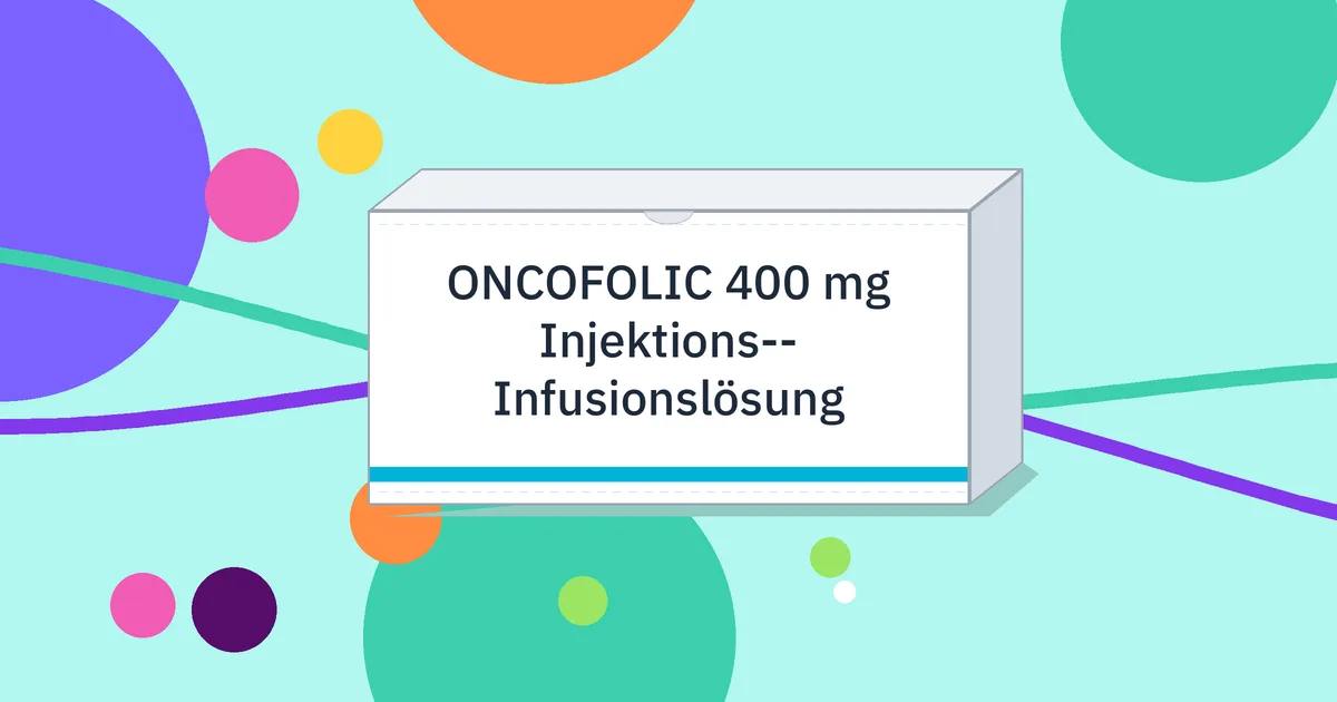 Symbolbild: Packung mit der Aufschrift ONCOFOLIC 400 mg Injektions--Infusionslösung (PZN 04373896) – Verfügbarkeit und Bezug in Apotheken in Frankfurt am Main