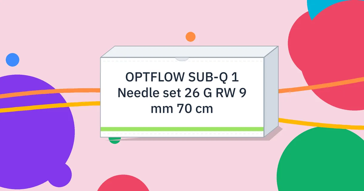 Symbolbild: Packung mit der Aufschrift OPTFLOW SUB-Q 1 Needle set 26 G RW 9 mm 70 cm (PZN 16528909) – Verfügbarkeit und Bezug in Apotheken in Frankfurt am Main