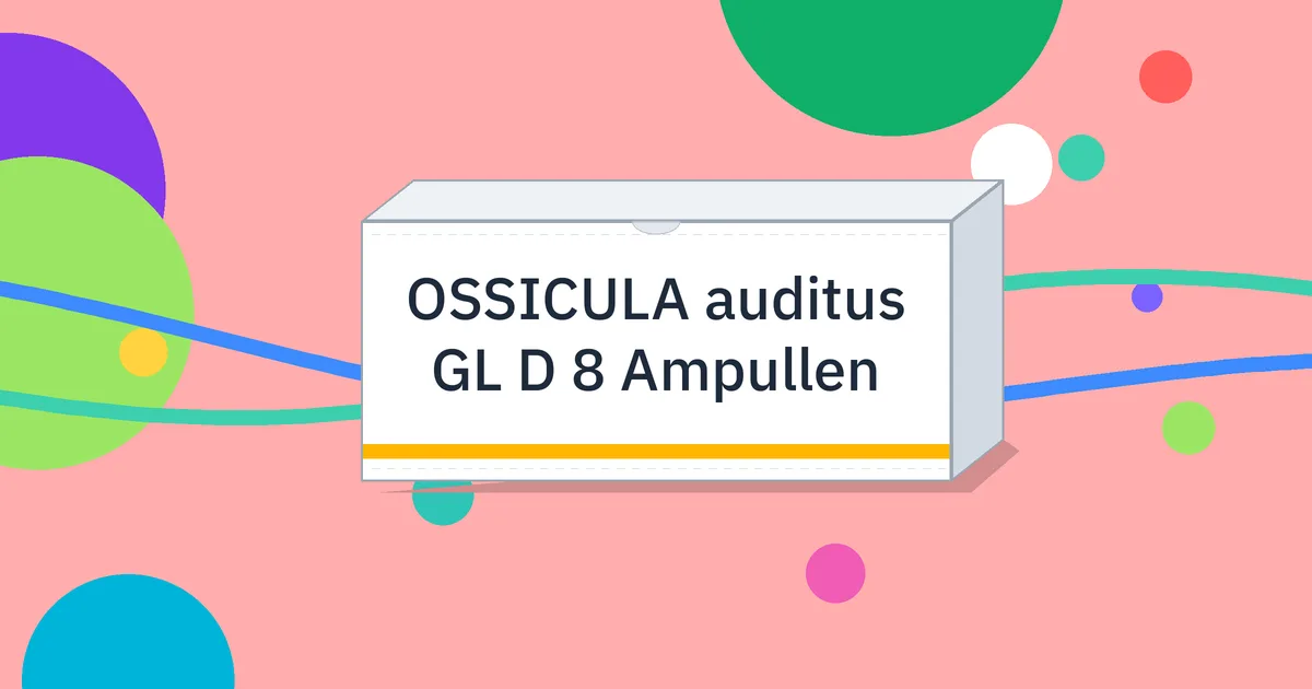 Symbolbild: Packung mit der Aufschrift OSSICULA auditus GL D 8 Ampullen (PZN 02944610) – Verfügbarkeit und Bezug in Apotheken in Frankfurt am Main