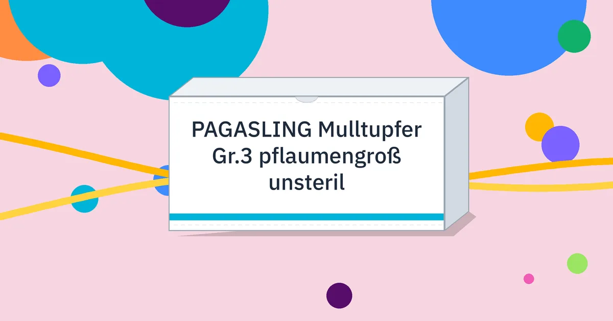 Symbolbild: Packung mit der Aufschrift PAGASLING Mulltupfer Gr.3 pflaumengroß unsteril (PZN 10092718) – Verfügbarkeit und Bezug in Apotheken in Frankfurt am Main