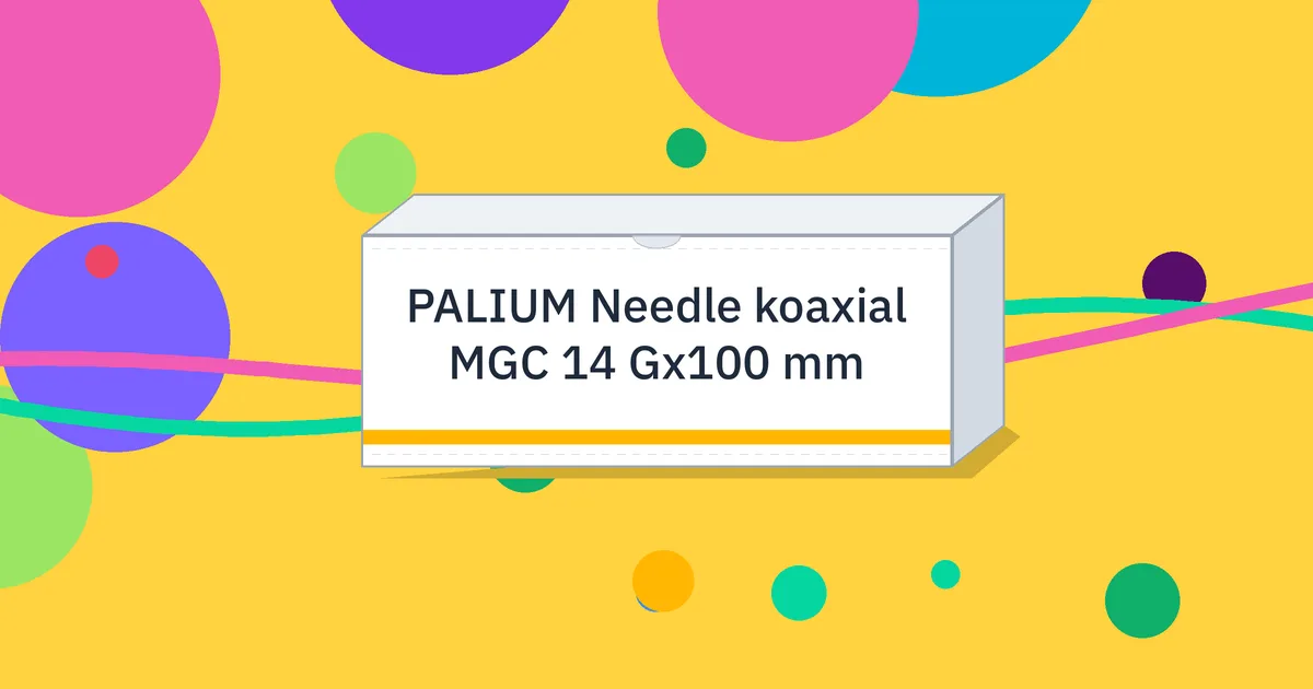 Symbolbild: Packung mit der Aufschrift PALIUM Needle koaxial MGC 14 Gx100 mm (PZN 19734331) – Verfügbarkeit und Bezug in Apotheken in Frankfurt am Main