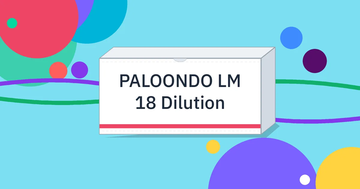 Symbolbild: Packung mit der Aufschrift PALOONDO LM 18 Dilution (PZN 13630412) – Verfügbarkeit und Bezug in Apotheken in Frankfurt am Main