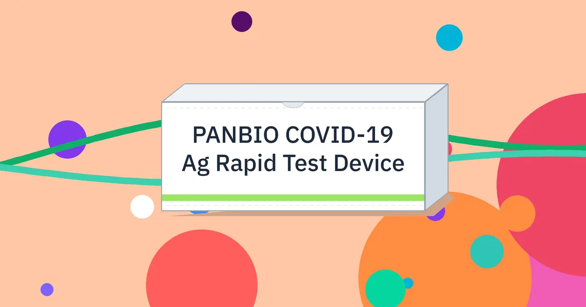 Symbolbild: Packung mit der Aufschrift PANBIO COVID-19 Ag Rapid Test Device (PZN 16902986) – Verfügbarkeit und Bezug in Apotheken in Frankfurt am Main