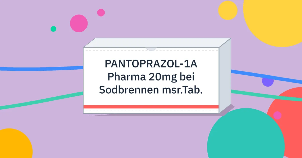 Symbolbild: Packung mit der Aufschrift PANTOPRAZOL-1A Pharma 20mg bei Sodbrennen msr.Tab. (PZN 06486311) – Verfügbarkeit und Bezug in Apotheken in Frankfurt am Main