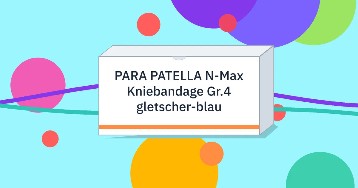 Symbolbild: Packung mit der Aufschrift PARA PATELLA N-Max Kniebandage Gr.4 gletscher-blau (PZN 13763917) – Verfügbarkeit und Bezug in Apotheken in Frankfurt am Main