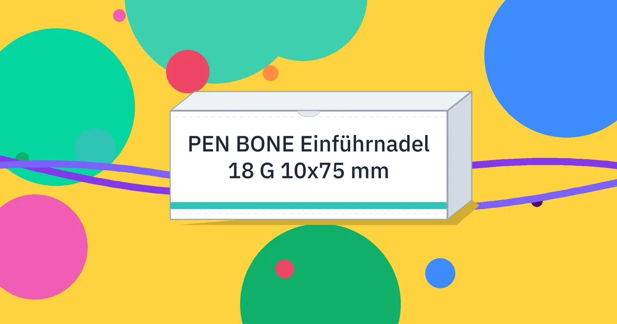 Symbolbild: Packung mit der Aufschrift PEN BONE Einführnadel 18 G 10x75 mm (PZN 16920553) – Verfügbarkeit und Bezug in Apotheken in Frankfurt am Main