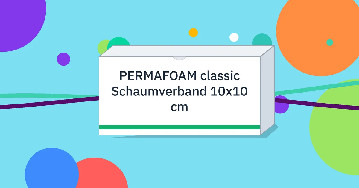 Symbolbild: Packung mit der Aufschrift PERMAFOAM classic Schaumverband 10x10 cm (PZN 18127899) – Verfügbarkeit und Bezug in Apotheken in Frankfurt am Main