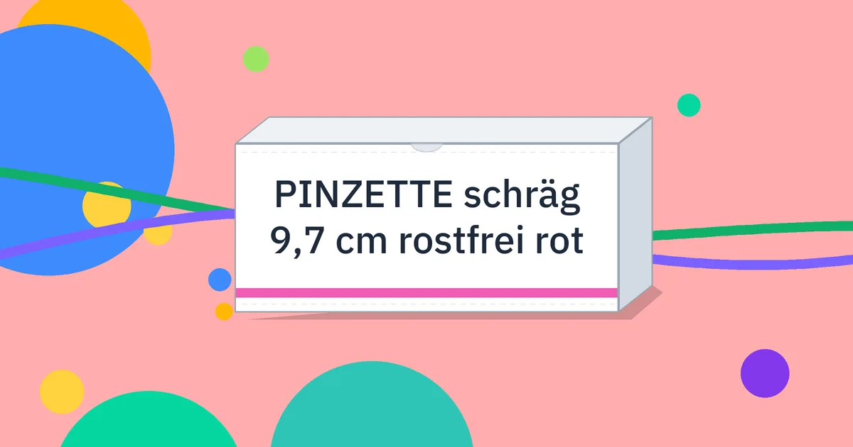 Symbolbild: Packung mit der Aufschrift PINZETTE schräg 9,7 cm rostfrei rot (PZN 18106785) – Verfügbarkeit und Bezug in Apotheken in Frankfurt am Main
