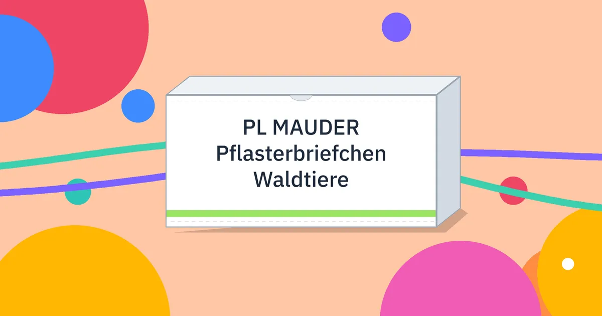 Symbolbild: Packung mit der Aufschrift PL MAUDER Pflasterbriefchen Waldtiere (PZN 19435284) – Verfügbarkeit und Bezug in Apotheken in Frankfurt am Main
