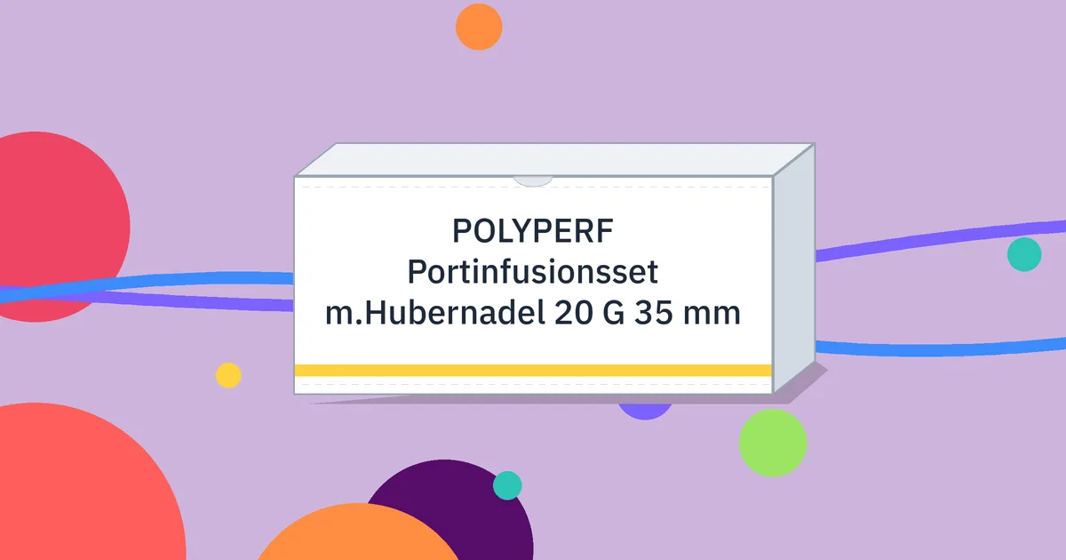 Symbolbild: Packung mit der Aufschrift POLYPERF Portinfusionsset m.Hubernadel 20 G 35 mm (PZN 17527935) – Verfügbarkeit und Bezug in Apotheken in Frankfurt am Main