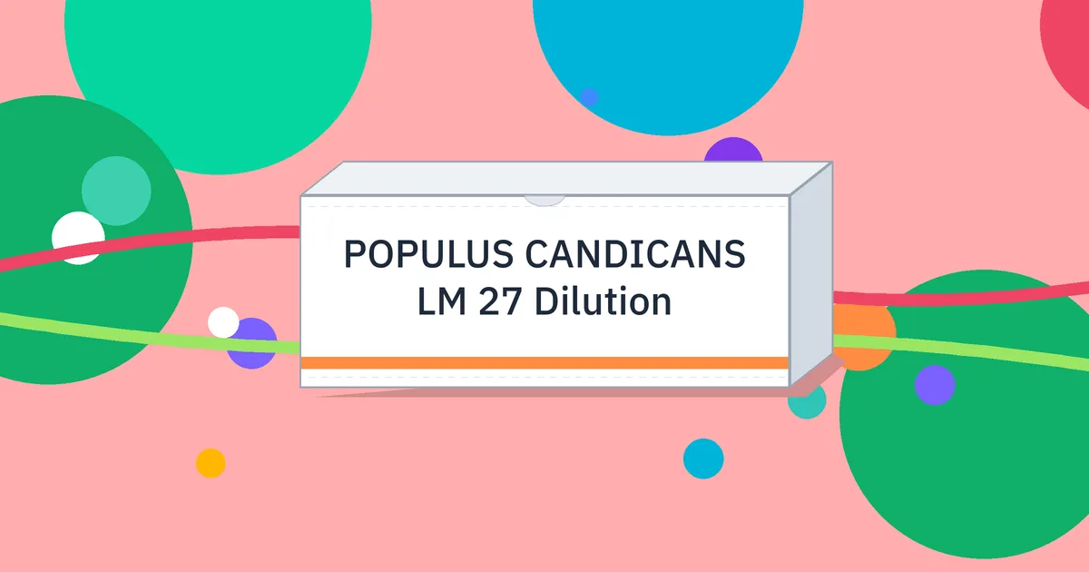 Symbolbild: Packung mit der Aufschrift POPULUS CANDICANS LM 27 Dilution (PZN 13664463) – Verfügbarkeit und Bezug in Apotheken in Frankfurt am Main