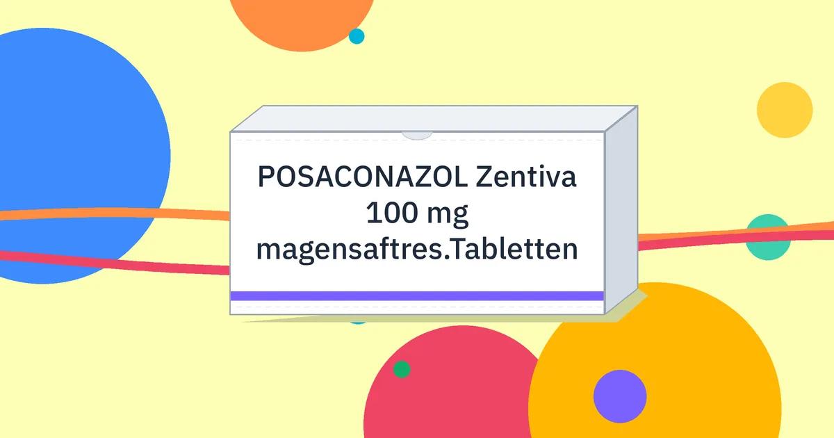 Symbolbild: Packung mit der Aufschrift POSACONAZOL Zentiva 100 mg magensaftres.Tabletten (PZN 20167908) – Verfügbarkeit und Bezug in Apotheken in Frankfurt am Main