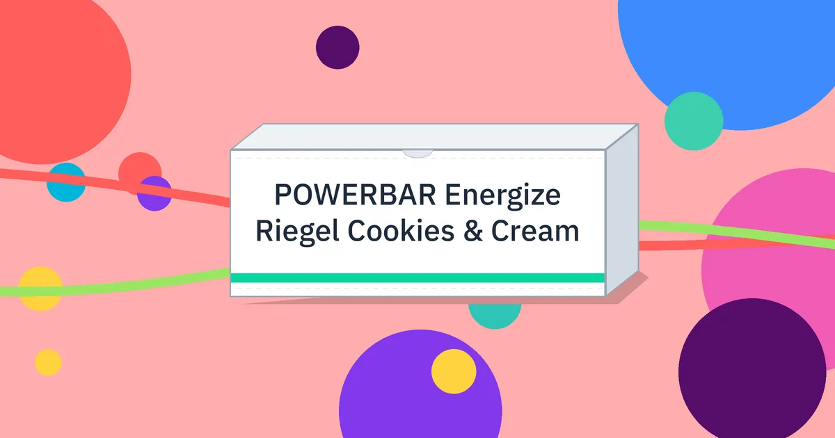Symbolbild: Packung mit der Aufschrift POWERBAR Energize Riegel Cookies & Cream (PZN 10734536) – Verfügbarkeit und Bezug in Apotheken in Frankfurt am Main